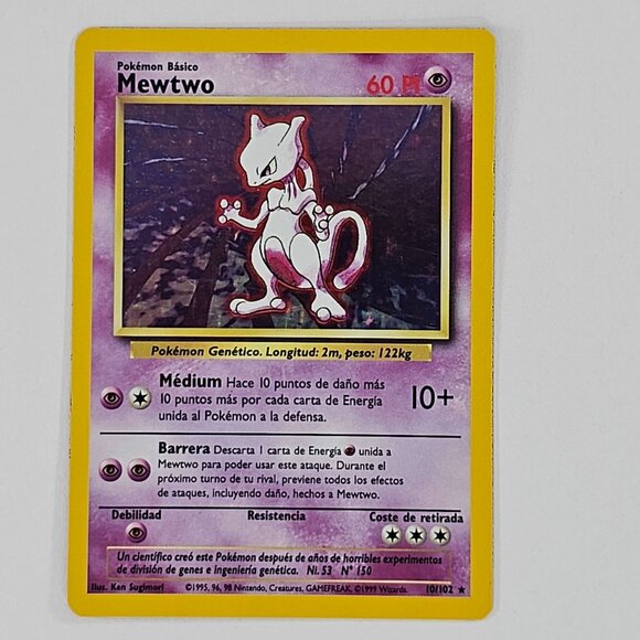 Toys | Pokemon Cards Spanish Base Set Rare Holo Mewtwo 1102 | Poshmark
